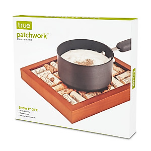 True Patchwork Cork Trivet Kit, Cork Holder, DIY Kitchen Hot Pad, Wine Cork Counter Coaster Board, Wood Frame, Holds 36 Corks