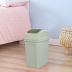 Asking 1.8 Gallon Small Trash Can with Swing-top Lid, Plastic Garbage Bin, Green