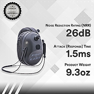 Pro Ears Electronic Hearing Protection BehindtheHead-Ear Muffs,GS-PT300-B-BH-L, Black, One Size