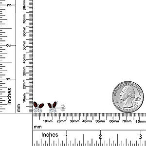 Gem Stone King 925 Silver Marquise Red Garnet and White Created Sapphire Butterfly Earrings For Women (1.56 Cttw, Gemstone January Birthstone, Center Stone: 6X3MM, Small Stones: 3MM)