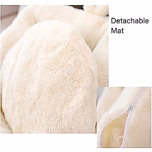 Calming Dog Bed,Cat Sofa Nest Thick Breathable Warm Comfortable Soft Rabbit Ears Design Sense Kitty House Winter Puppy Mat Anti Anxiety Cats Cave Beds Pet Supplies (White)