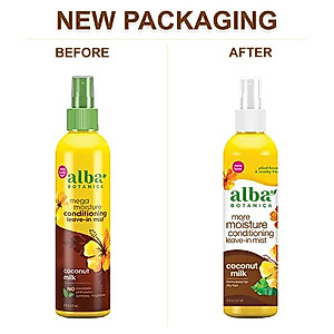 Alba Botanica Mega Moisture Conditioning Leave-In Mist, Coconut Milk, 8 Oz (Packaging May Vary)