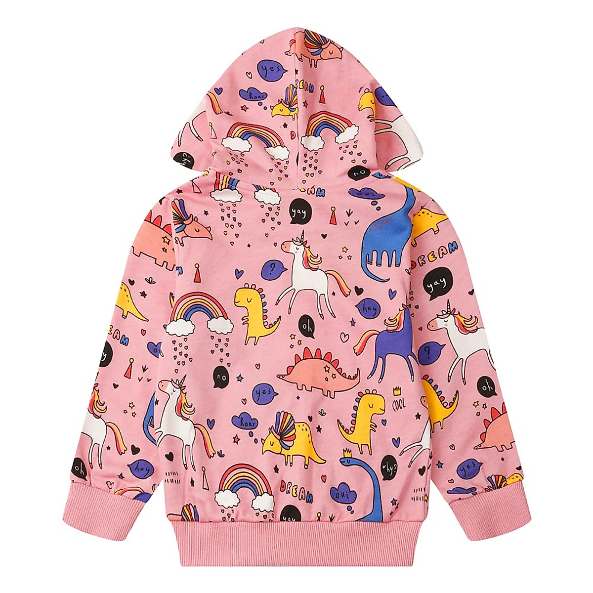 RETSUGO Girls Zip Up Jackets Baby Toddler Girl Hoodies Unicorn Rainbow Sweatshirts with Pockets Kids Winter Coats Casual Outerwear 5t