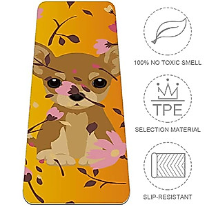 Yoga Mat, Yoga Mats for Home Workout, Workout Mat, Exercise Mats, Pilates Mat, Dog and Flower Floral Colorful