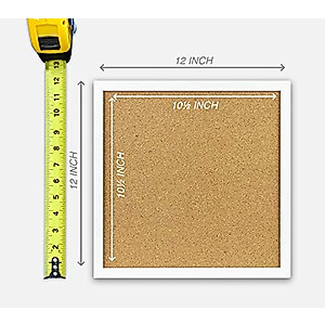 Elegant Boards 4 Pack Cork Bulletin Board 12"X 12" Square Wall Tiles, Modern White Framed Boards for Home and Office (Pushpins, Hardware and Template Included)