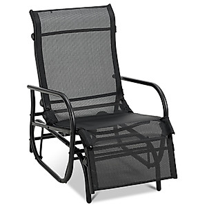 AHB Outdoor Glider Chairs Porch Gliders for Outside Patio Metal Frame Swing Glider Chair with Breathable Mesh Fabric for Backyard Garden Porch