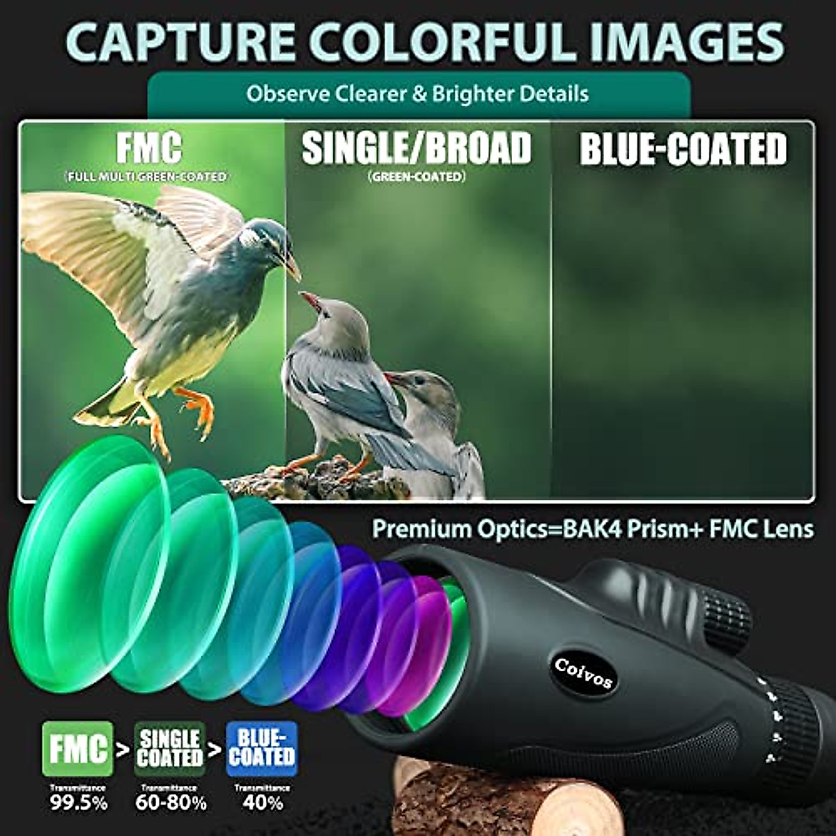 10-30x50 Monoculars for Adults High Powered, Monocular Telescope with Smartphone Adapter, HD Monocular for Bird Watching, Hunting and Camping