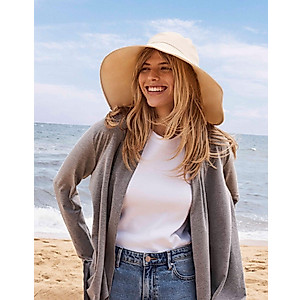 Solbari Ultra Wide Brim Sun Hat UPF50+ Packable UV Sun Protection Hats with Full Coverage Brim, Vanilla/Beige, Small-Medium