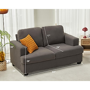 VanAcc Sofa, Loveseat Couch with Extra Deep Seats, Modern Sofa Couch- Comfy Sofa Couch for Living Room Apartment Lounge, Grey Bouclé