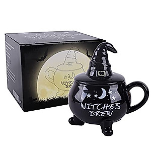 Vencer,Funny Coffee Mug,Witch Coffee Mugs,Goth Christmas Novelty Cup With lid,Witches Brew Cauldron Mug,The Nightmare Before X-mas Witches Brew Coffee Mug,VCM-002