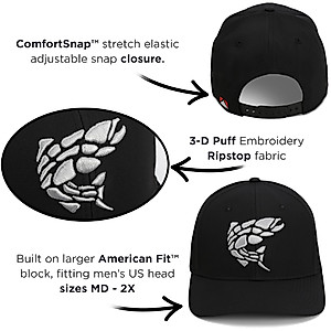 Paramount Outdoors Rock Fish 3-D Puff Embroidery Fishing Hat Salmon Trout Fly Fishing Baseball Cap (Black)