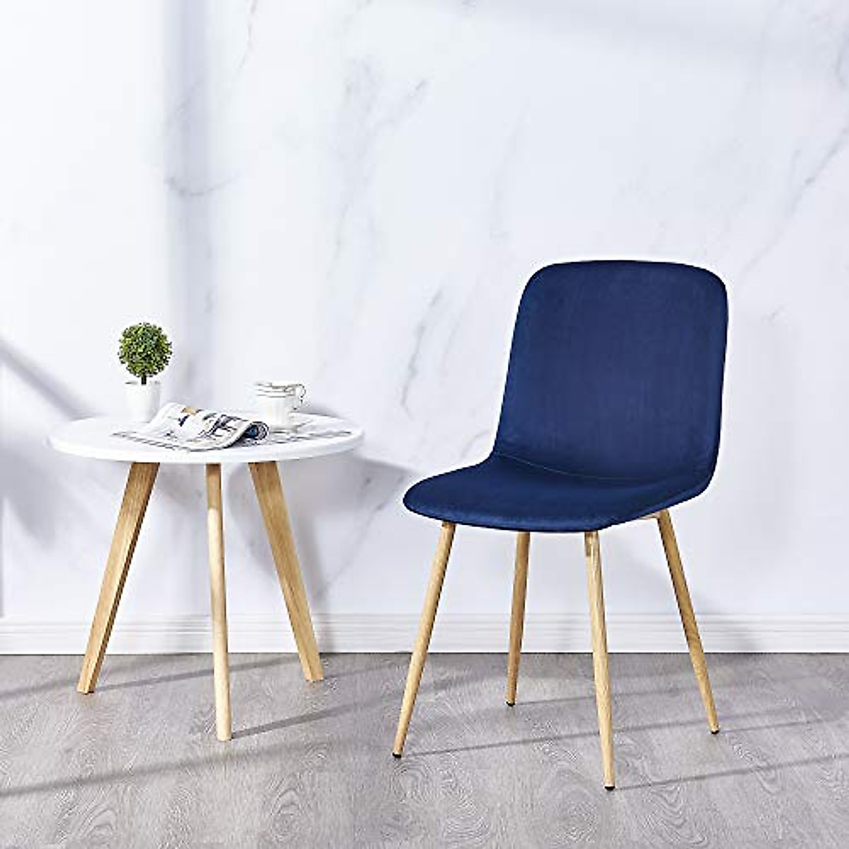 Springfavor Blue Velvet Dining Chairs Set of 4 Kitchen & Dining Room Chairs with Sturdy Metal Legs Upholstered Mid Century Modern Dining Chairs for Living Room/Kitchen/Bedroom
