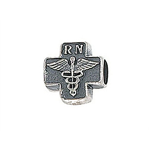 Zable Sterling Silver Cross with Caduceus and RN Bead/Charm