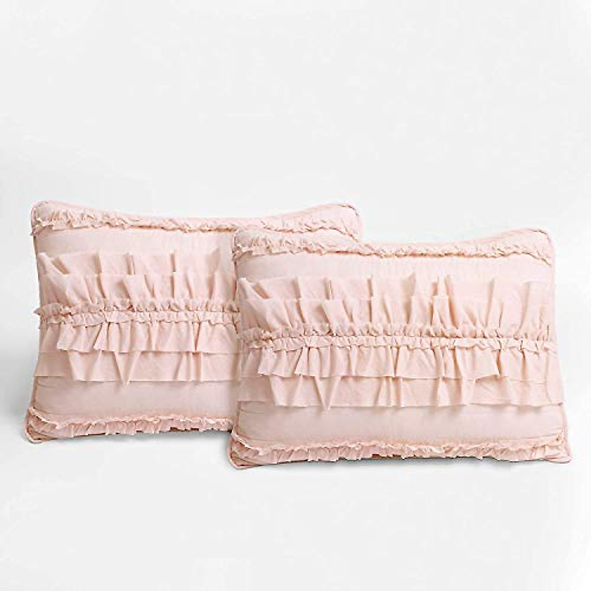 Lush Décor Belle 3 Piece Ruffled Quilt - Pink Blush - Full/Queen Quilt Set