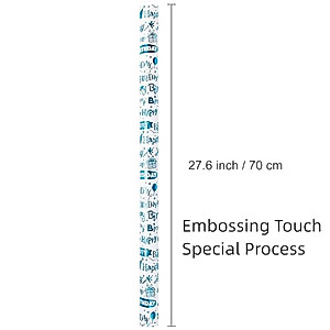 Homeral Jumbo Wrapping Paper Roll-37.66sqft(27.6 x 197inch) Blue Foil Birthday Design