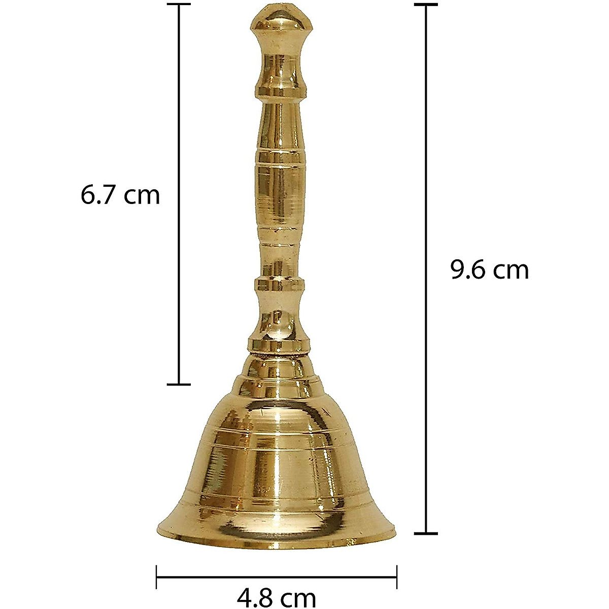 Balajicreation Brass Hand Bell for Wedding Events Decoration, Food Line, Alarm, Jingles, Ringing (Medium)