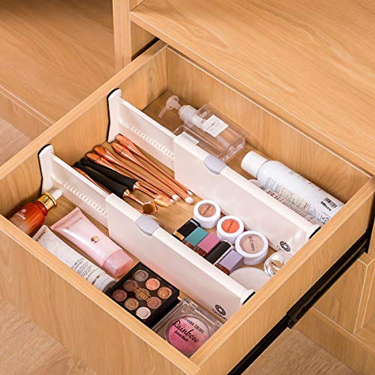 Qozary 8 Pack Adjustable Drawer Dividers Organizer Separators Expandable from 10.9-17.2", Plastic Dresser Organizer for Bedroom, Bathroom, Closet, Baby Drawer, Office Desk, Kitchen Storage