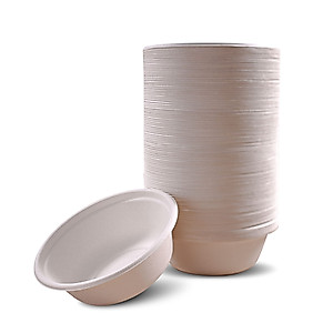 EcoFairy - 100-piece Compostable Bowls 16 oz - Disposable Bowls for Hot Soup - Biodegradable Bowls for Ice Cream, Salad, Cereals, Desserts & Snacks - Sugarcane Bagasse Microwave-safe Paper Bowls