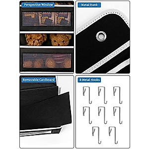 JARLINK 2 Pack 5-Shelf Over Door Hanging Organizer, Foldable Wall Mount 4 Big Pocket Storage with PVC Clear Window, Large Capacity Storage for Bedroom, Kitchen, Cosmetics, Toys, Sundries, etc (Black)