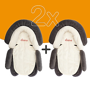 Diono Cuddle Soft Pack of 2 Baby Head Neck Body Support Pillows for Newborn Baby Super Soft Car Seat Insert Cushion, Perfect for Infant Car Seats, Convertible Car Seats, Strollers, Gray