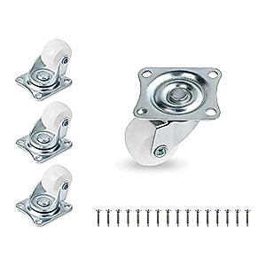 Cofufu 1" Low Profile Caster Wheels Set of 4, No Noise Casters for Furniture with Polyurethane Wheels, Small Rectangle Swivel Caster with 360 Degree Top Plate 22 lbs Weighs Capacity Each Caster