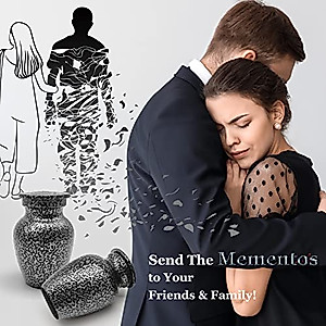 Small Urns for Human Ashes Keepsake - Mini Urn Set of 2, Exquisite Hand Engraved Sharing Tokens Urns to Remember Your Love One Lost - 2" Personal Tiny Ash Urn Ashes Holder for Adults w/Velvet Bag