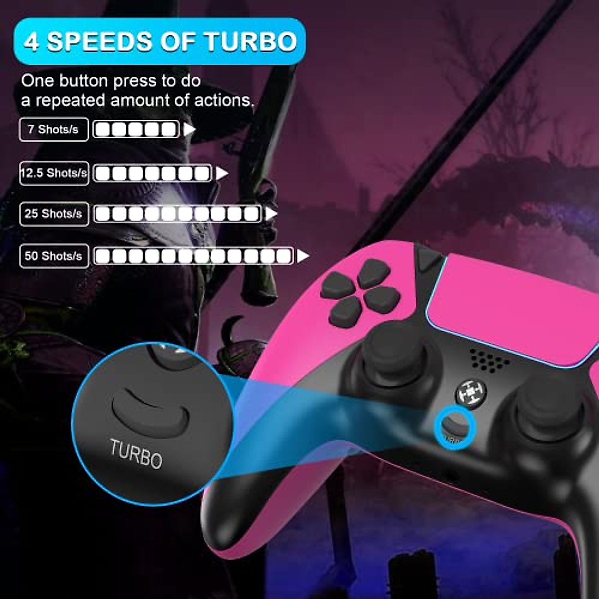 Wireless Controller Compatible with PS4 Controller,Wiv77 Ymir Pink Pa4 Controller Remote Works for Playstation 4 Controller,Gamepad/Mando/Turbo/Programming Button for PS4 Slim/Pro/Steam/PC/IOS/Android