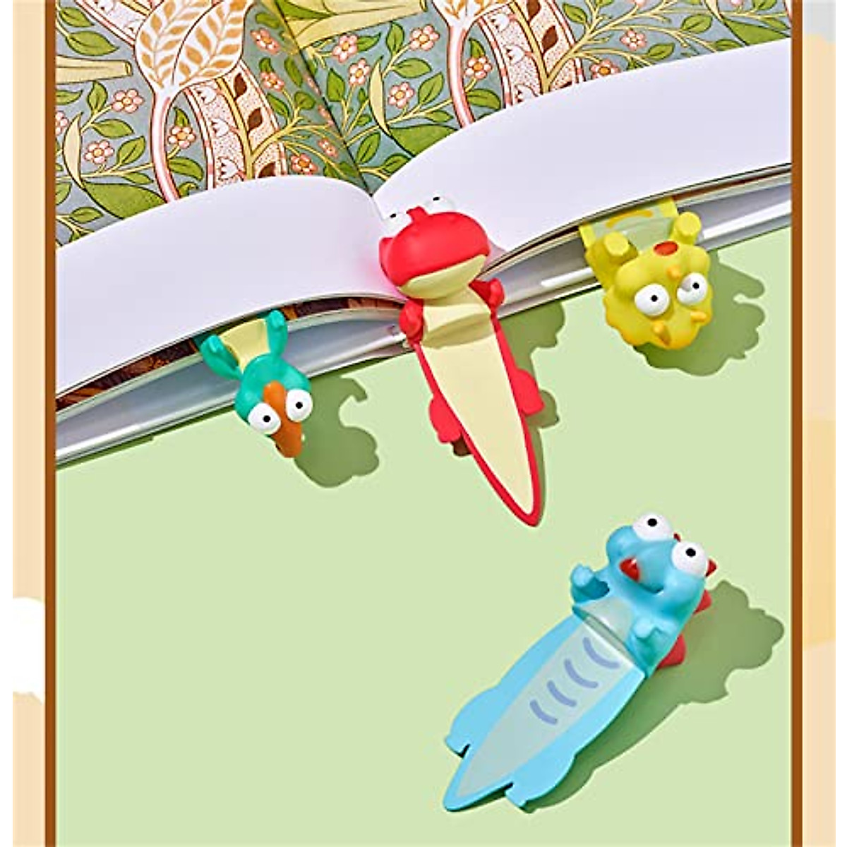 3D Dinosaur Bookmarks for Kids Students, Wacky Funny Christmas Cartoon squashed Bookmarks Novelty Stationery Birthday Party Bookmarks Favors for Teens Boys Girls Friends（4PCS）
