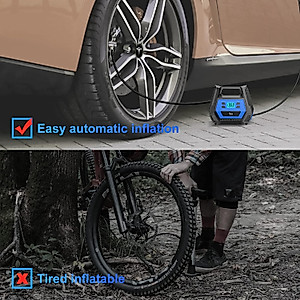 Generic Tire Inflator Portable Air Compressor, Max Air Pressure 150PSI, Dual Power Tire Pump with LED Light for Home, Cars and Other Inflatables 110V AC/12V DC 2-in-1 Air Pump for Car Tires, QB1003