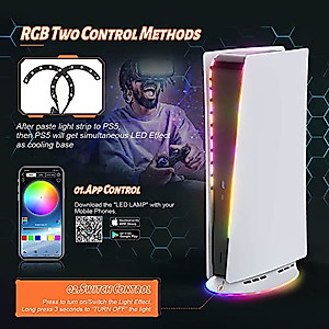 PS5 Cooling Fan Stand with RGB Light for PS5 Digital Disc Edition, 2 Adjustable Speed Cooling Stand Station for Playstation 5 Console PS5 Host Cooler with LED Light Strip Cooling Base PS5 Accessories