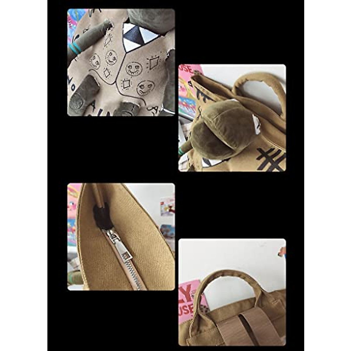 VTYUBX Kawaii Large Backpack 3D Ugly Funny Cartoon Frog Sarchel Fashion Cute Animal Novelty Monster Schoolbag Bookbag Shoulder Bag (Brown,Large)