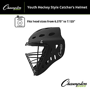 Champion Sports Hockey Style Catcher's Helmet Mask - Adult/Youth Sizes - High-Impact ABS Construction Catcher's Mask - Ventilation Holes - Foam Liner - Adjustable - Reinforced Cage - NOCSAE® and SEI