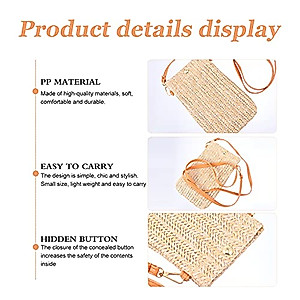 BESTOYARD Crossbody Tote Straw Woven Phone Bag Lip Stick Crossbody Bag Magnetic Button Shoulder Summer Beach Storage Pouch Handbag Crossbody Wallet
