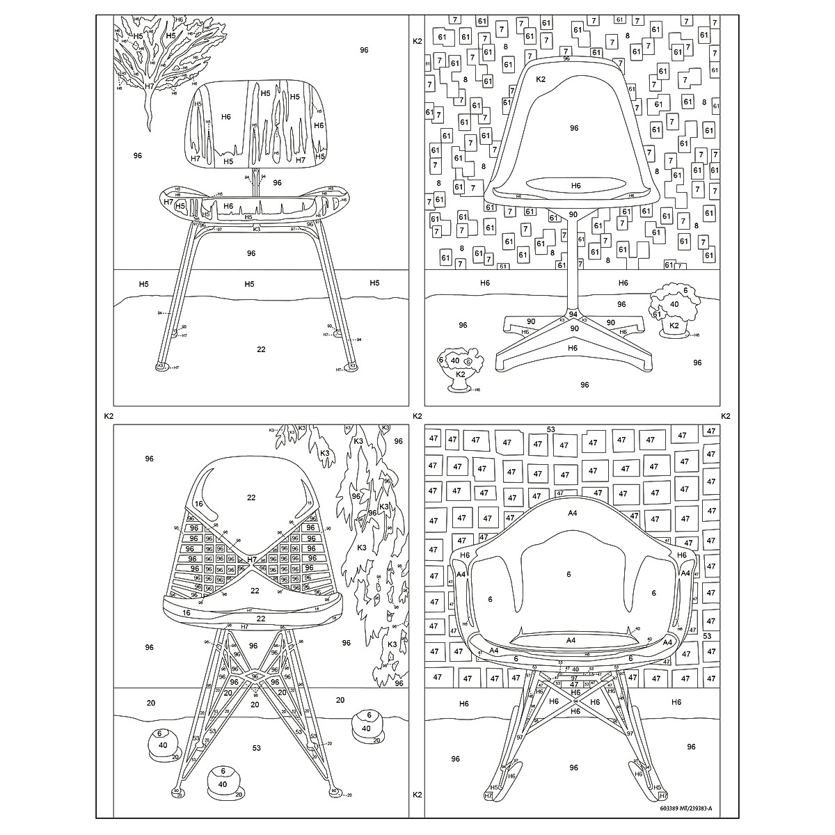 Ravensburger CreArt Eames Take a Seat Paint by Numbers Kit for Adults - Painting Arts and Crafts for Ages 12 and Up