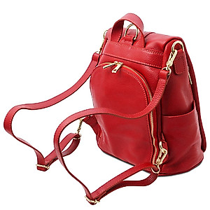 Tuscany Leather. TL Bag - Soft leather backpack - TL142138 (LIPSTICK RED)