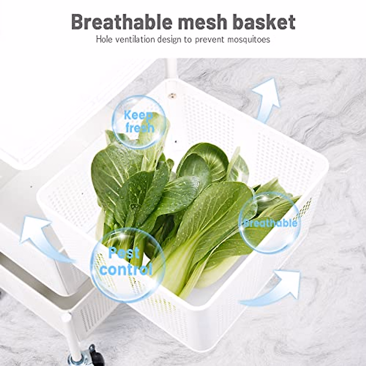 WINTECY 4 Tiers Rotating Kitchen Storage Shelf, Multi-Layer Floor Standing Shelf Fruit Vegetable Storage Basket Household Storage Rack for Kitchen, Living Room