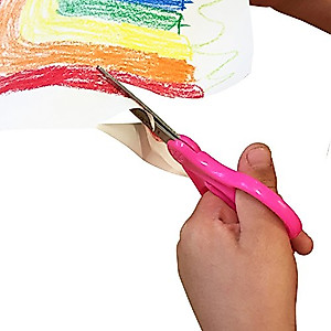 Westcott 15967 Right- and Left-Handed Scissors, Classic Kids' Scissors, Ages 4-8, 5-Inch Blunt Tip, Neon Pink