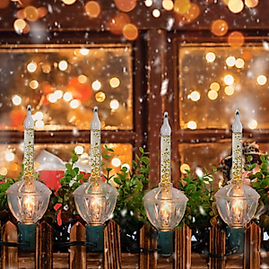 4 Pack Christmas Bubble Replacement Bulbs, Gold Glitter Vintage Christmas Bubble Light Bulbs, C7/E12 Candelabra Base Light Bulbs for Bubble Lights