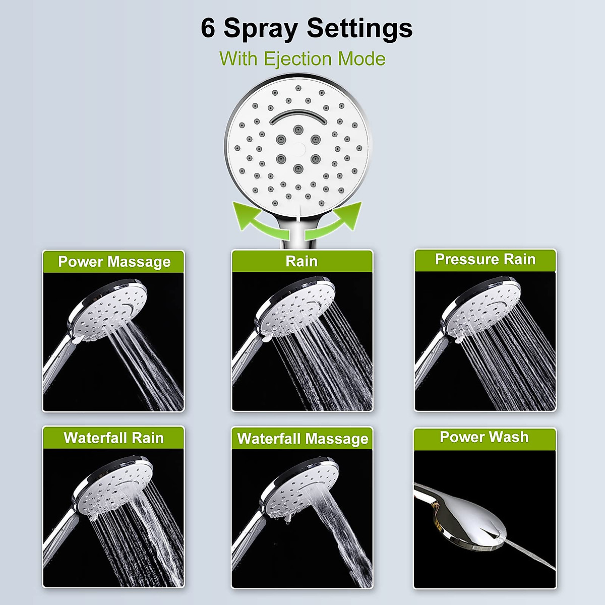 Shower Head, High Pressure Shower Head With Handheld, Extra Long 80" Stainless Steel Hose, Hand Held Detachable Showerhead With Jet Modes, Chrome