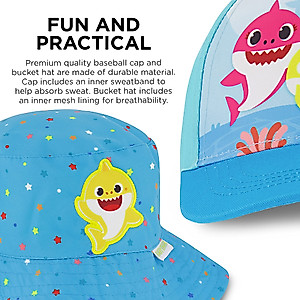 Nickelodeon Boys Bucket Hat & Baseball Cap, Baby Shark Toddler Sun Hat For Ages 2-4