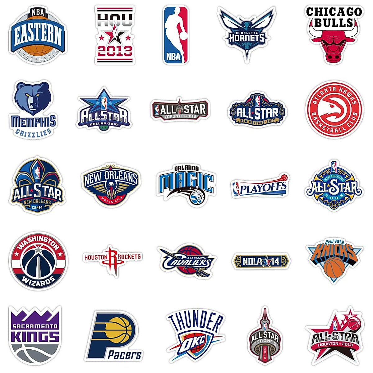 50PCS Basketball Team Fans Logo Stickers National Basketball Association All 30 Teams Collection Vinyl Decals for Laptop Skateboard Luggage Water Bottles Teens Kids Girls
