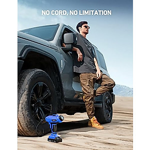 AstroAI Cordless Tire Inflator Air Compressor 20V Rechargeable Battery Powered 160PSI Portable Handheld Air Pump with 12V Car Power Adapter Digital Pressure Gauge for Cars Motorcycles JY16P160-18（C2）