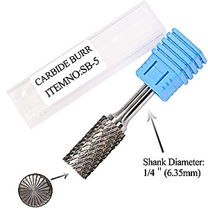 SB-5 Tungsten Carbide Burr Rotary File Cylinder Shape Double Cut with 1/4''Shank for Die Grinder Drill Bit