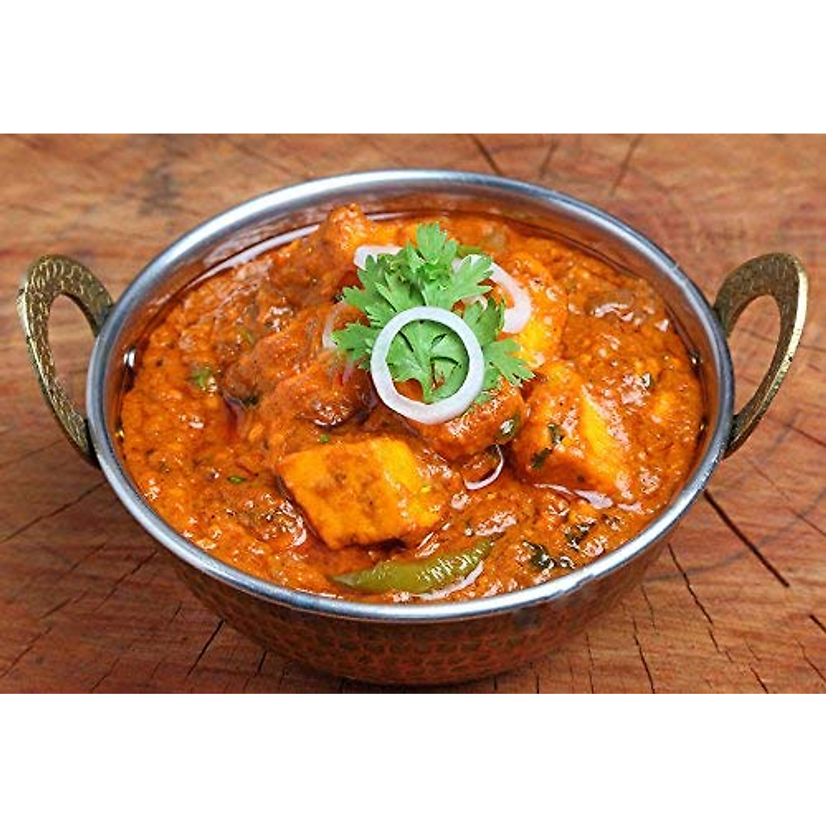 SKAVIJ Hammered Style Heat Insulated Bowl Set Copper Stainless Steel Serving Karahi (17 Ounce, Pack of 2)