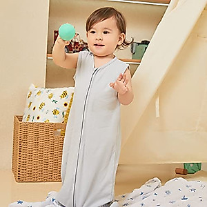 DaysU Cotton Baby Sleep Sack, Sleeveless Baby Sleeping Bag with Two-Way Zipper, Solid Color Baby Wearable Blanket for Newborn Baby Boys and Girls 18-24 Months, 1-Pack, Grey