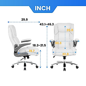 Ergonomic Office Chair, Big and Tall Office Chair with Built-in Lumbar Support & Flip-Up Armrests, High Back Height Adjustable Executive Leather Desk Chair Computer Chair, Rolling Swivel Task Chair