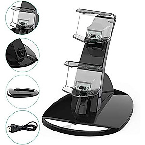 Charger Charging Station,Poulep Charging Station for Xbox One, Dual Charger Stand Compatible With for Xbox One/S(Black)