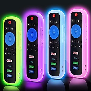 4 Pack Remote Case for Roku,Glowing Remote Cover, Remote Cover Battery Cover for Roku Voice Remote Official, Silicone Universal Protective Sleeve
