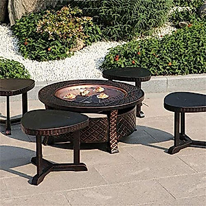 LEAYAN Garden Fire Pit Portable Grill Barbecue Rack Outdoor Fire Pit Bonfire Wood Burning Patio Coal Grill Firepit for Grill Charcoal Grill with Spark Screen with Cover BBQ Cooking for Camping Ba