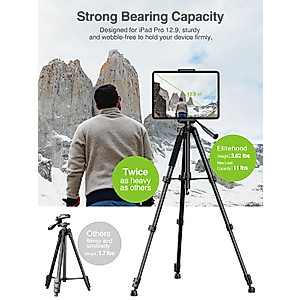 Elitehood 68" Heavy Duty iPad Tripod, Ultra-Stable Camera Tripod for iPad Pro 12.9, iPad Tripod Stand Mount for Video Recording/Photography, Compatible with 4.7-13inch Tablet/iPad Pro/Webcam/DSLR